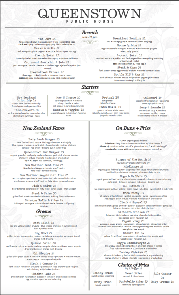 Weekday Lunch - Queenstown Public House